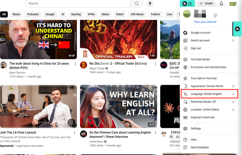 YouTube怎么设置中文？油管界面、字幕中文设置教程 - 账号星球